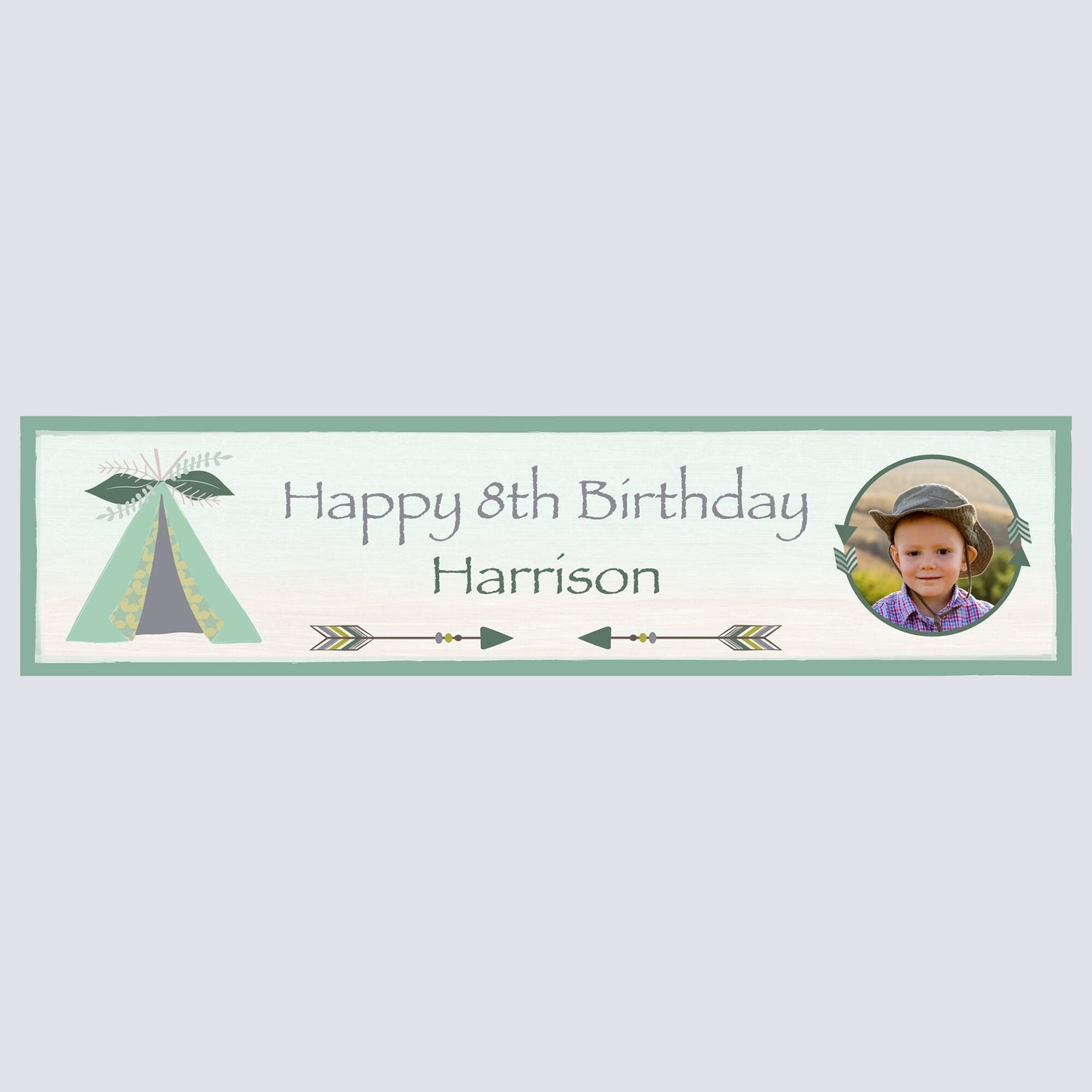 Personalised Sleepover Green Teepee Party Banner - Paper or Vinyl Birt ...