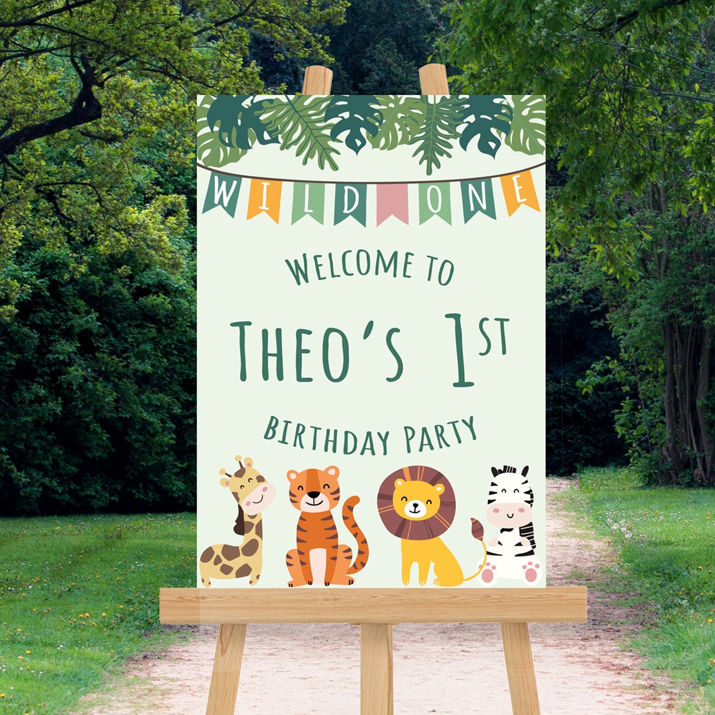 Personalised 1st Birthday Sign Wild One Sign Jungle Birthday Welcome S ...