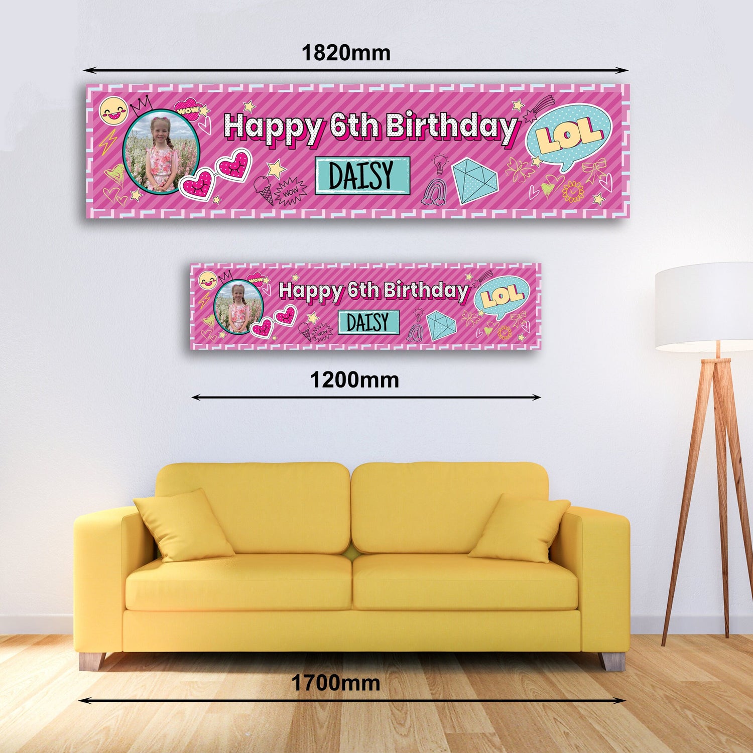 Personalised Banner - Pink Surprise Birthday Banner, Pink Surprise Pho ...